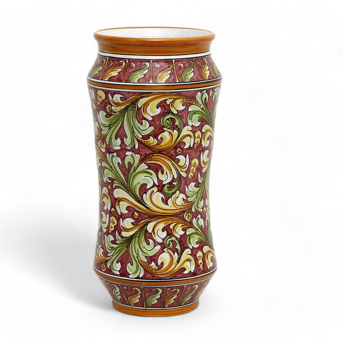 TUSCAN MAJOLICA: Tall Flower Vase/Umbrella Stand Rosso Rubino Deruta ...