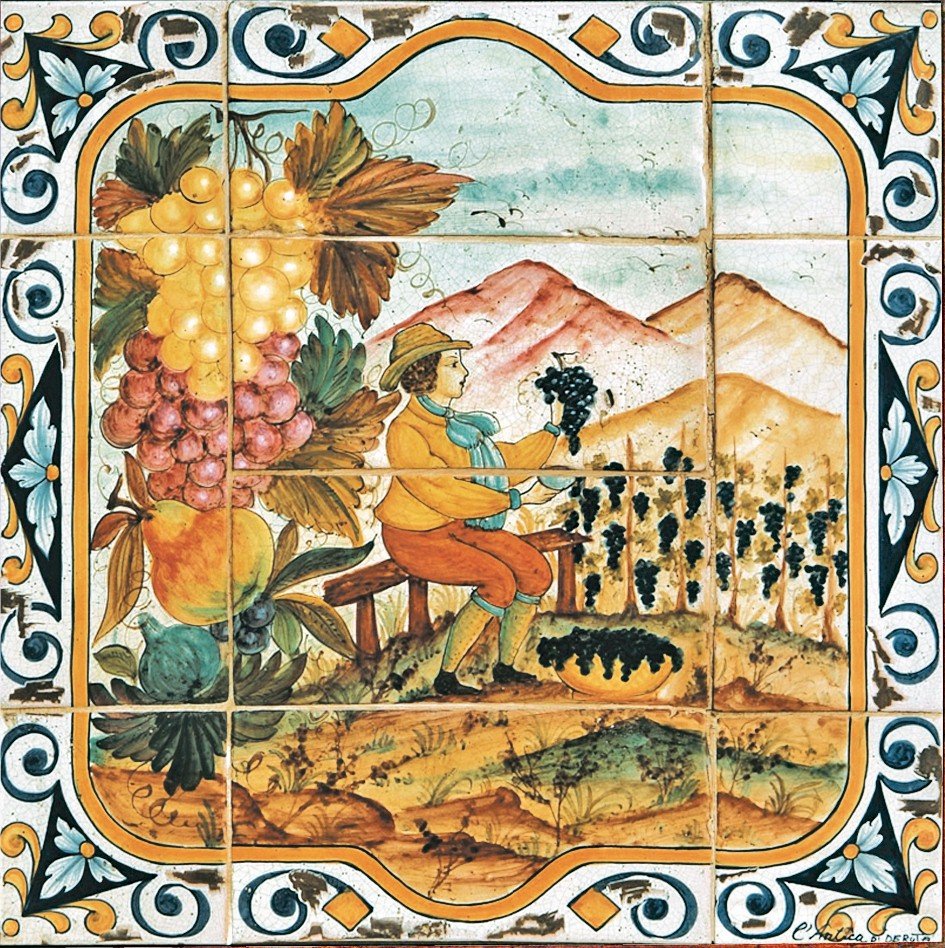 ANTICA DERUTA: WALL PANEL BACKSPLASH FOUR SEASON AUTUMN - Artistica.com